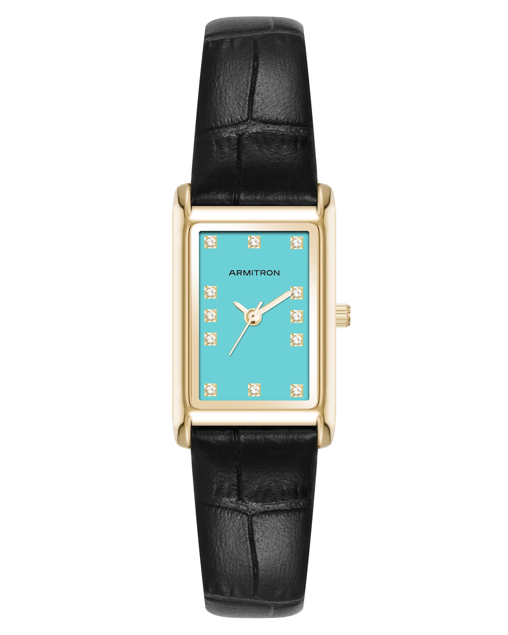 Tessa™ | 20mm, Turquoise/Gold/Black | Leather Rectangle Watches